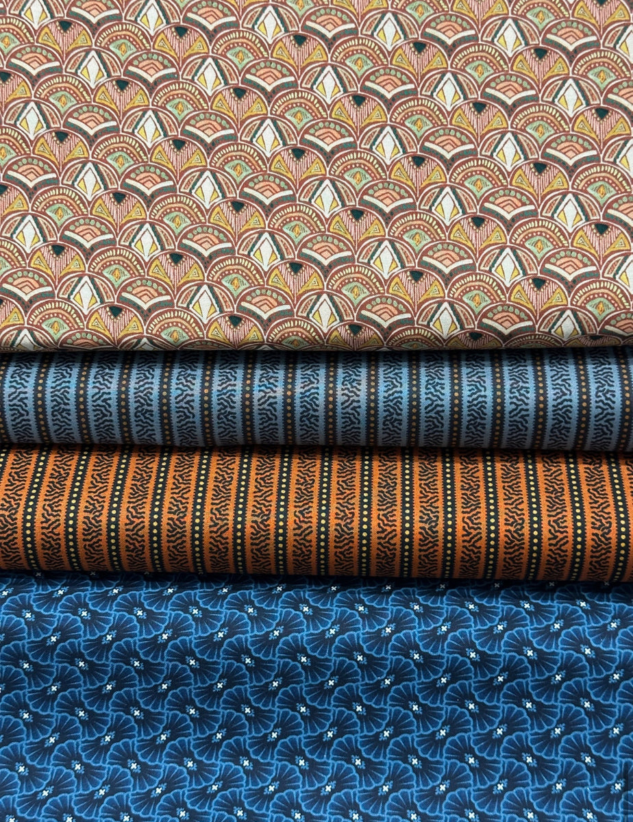 Fabric - Reproduction - (2573) Prussian Blue Design – Tamborine to Tilba