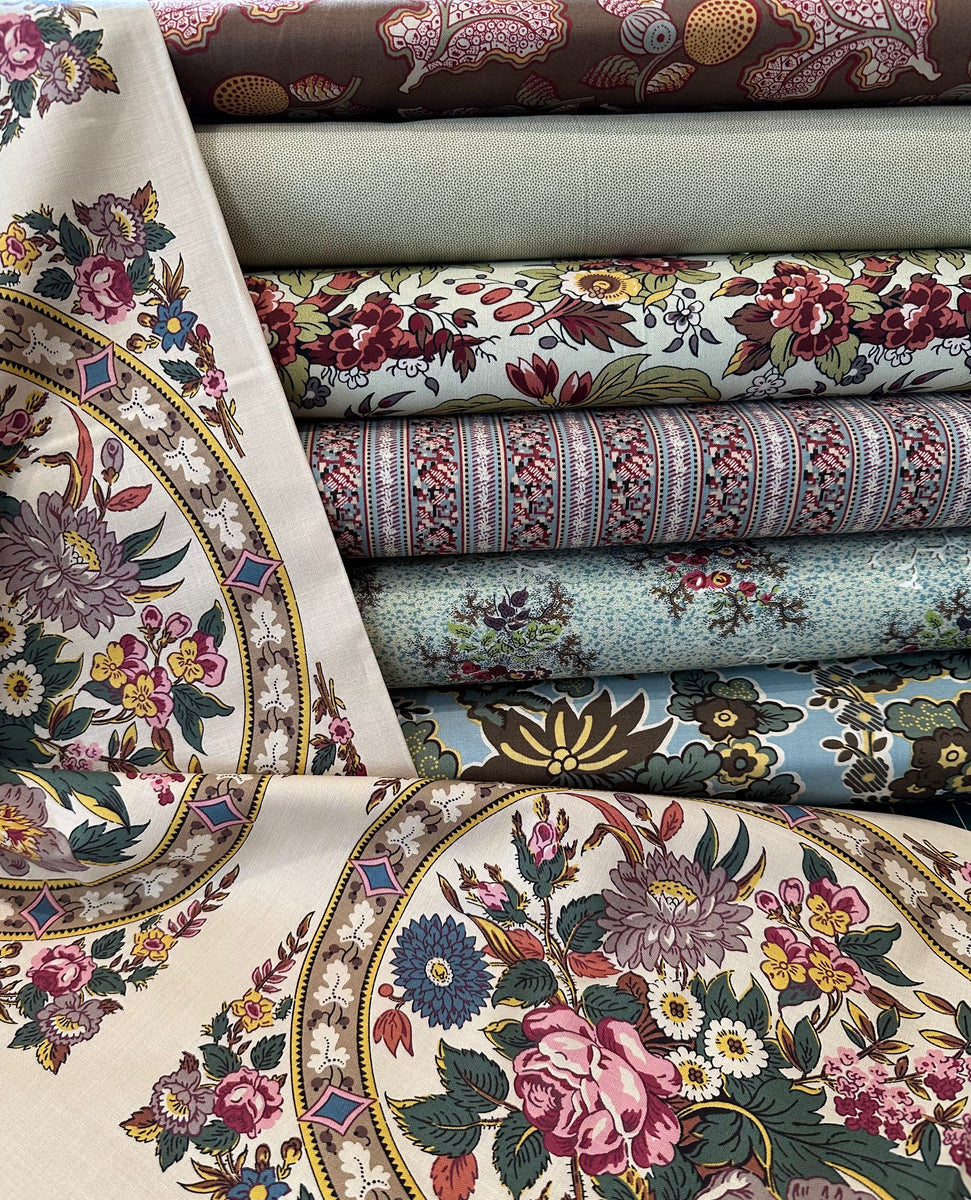 Fabric - Dutch Heritage - (1317) Floral Bunches with Coral Like Branch ...