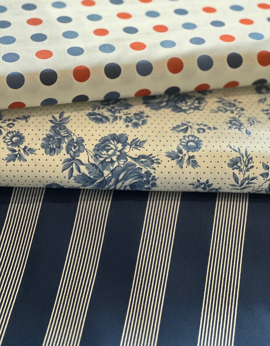Fabric - Stripes - (1130) Navy & Vanilla Regatta Stripe – Tamborine to ...