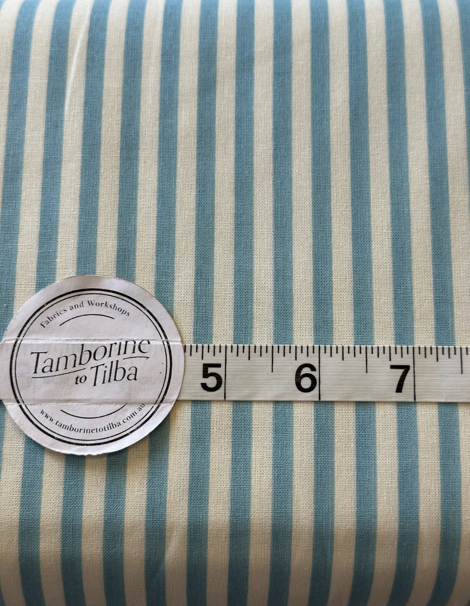 Fabric - Yuwa - (2484) Blue & Vanilla Stripe – Tamborine to Tilba