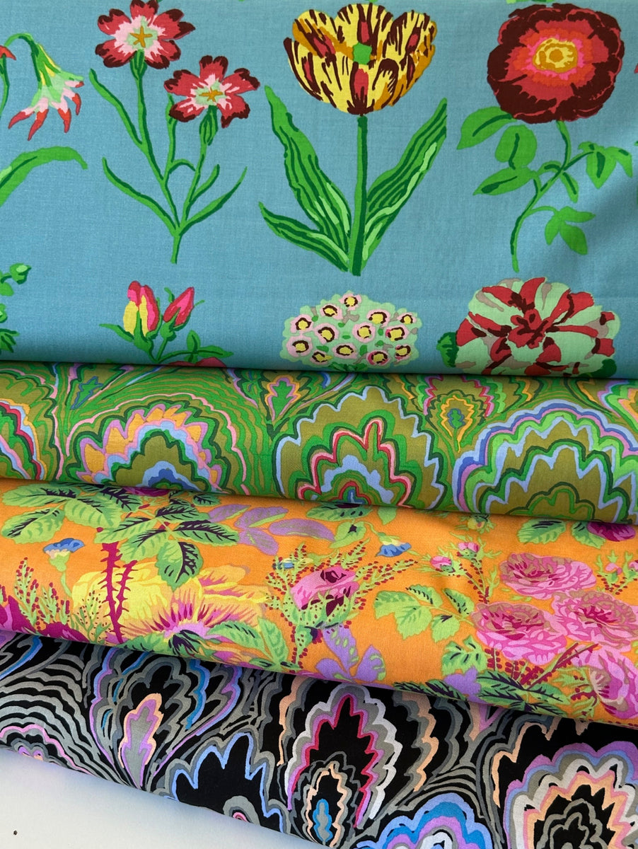 Fabric - Kaffe - (2486) Multi coloured Ripples on Black – Tamborine to ...