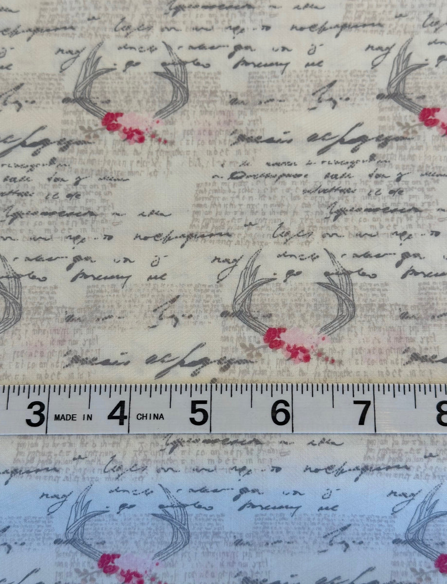 Fabric - Conversation - (1176A) Grey Script with Pink & Raspberry Spla ...
