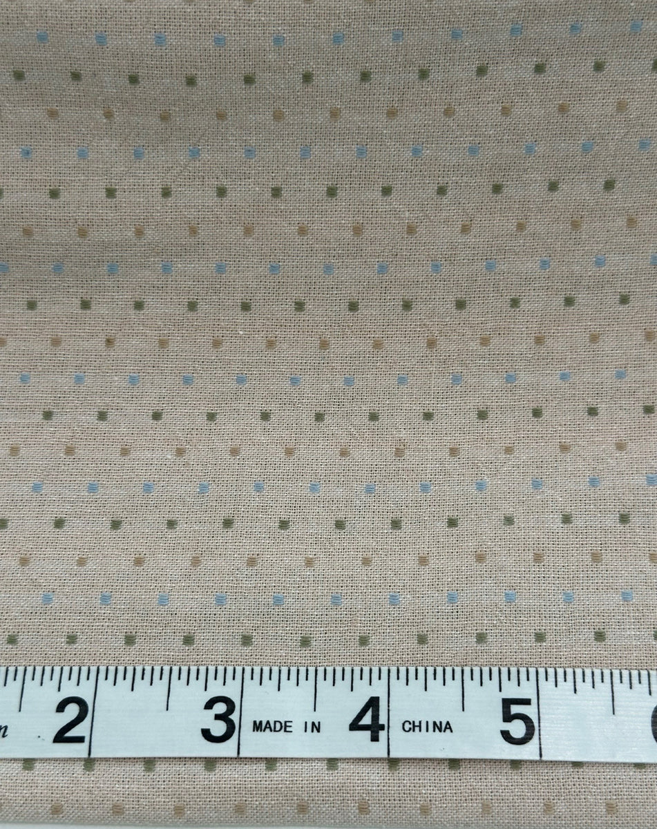 Fabric - Japanese - (1133) Shell Pink Woven with Green, Blue & Taupe S ...