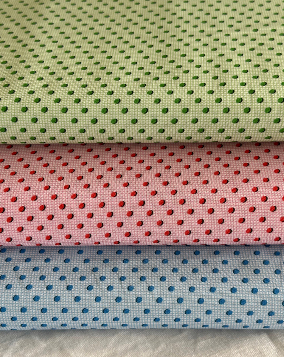 Fabric - Spots - (2438) Red Shaded Spot on Fine Pink Check – Tamborine ...